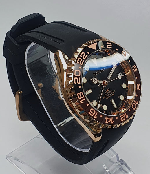 Bespoke Custom Build GMT MASTER 'ROOT BEER' Mod SKX007 Divers Watch SE ...